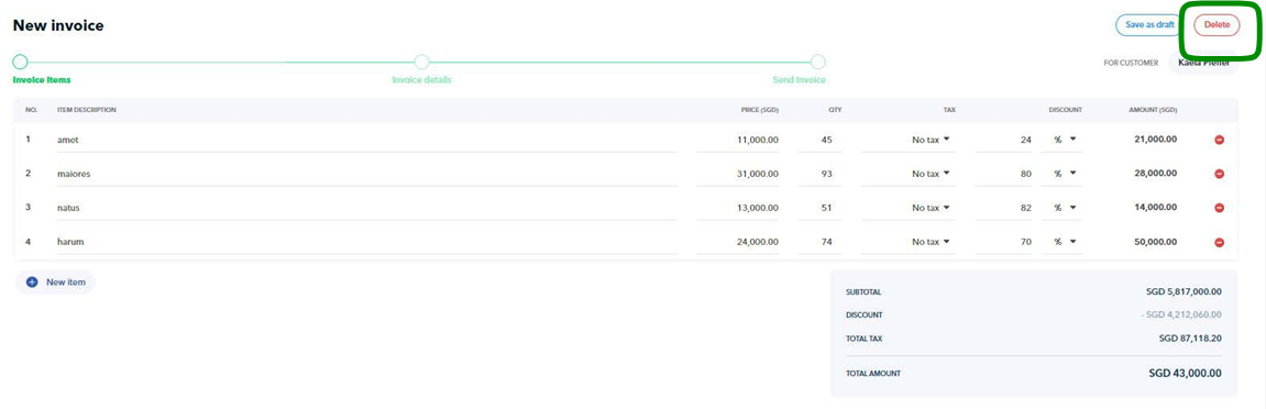 How to delete an invoice?